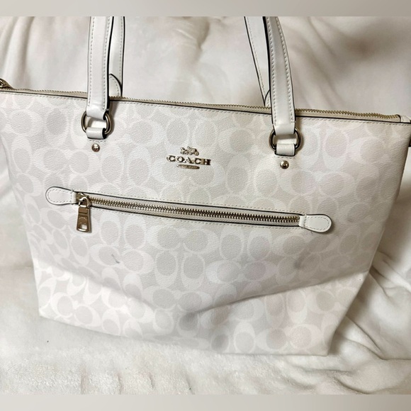 Coach | Bags | Coach Signature White Tote Bag | Poshmark